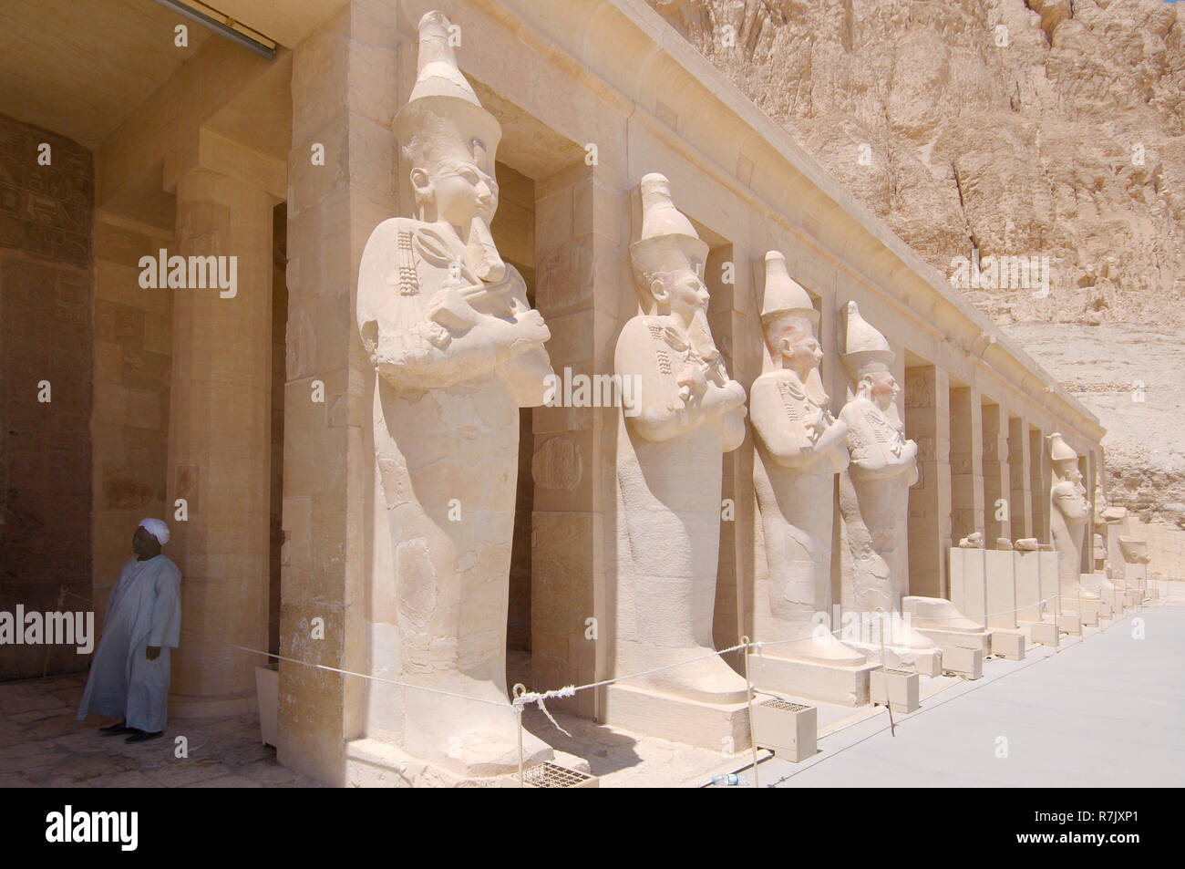 Stone statues of Queen Hatshepsut, Mortuary Temple of Hatshepsut, Luxor ...