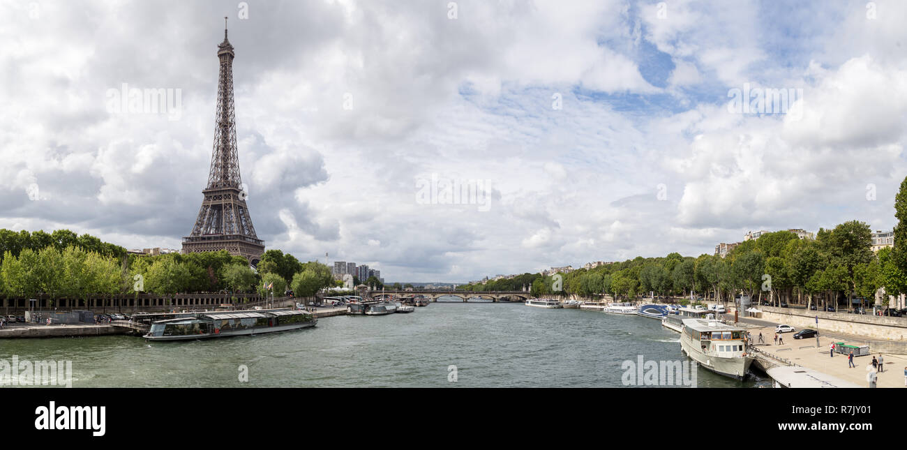 Eiffel Tower and River Seine panoramic view in Paris Stock Photo - Alamy