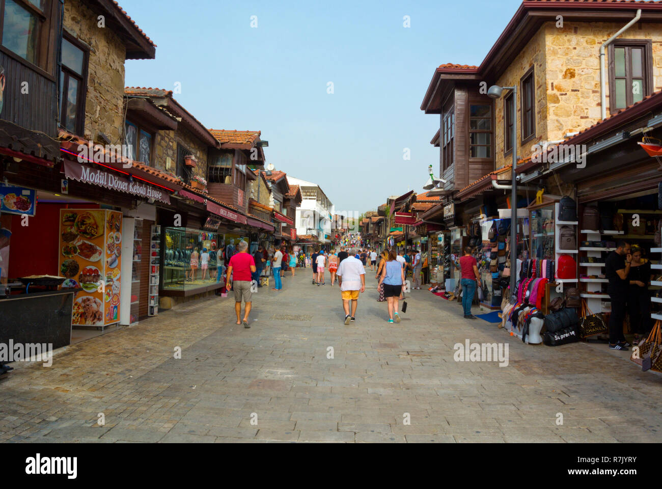 Liman Caddesi, main street, old town, Side, Turkey, Eurasia Stock Photo ...
