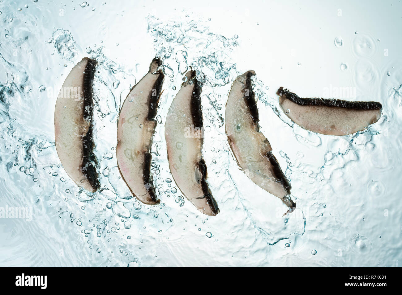 Mushrooms Water Splash on white background Stock Photo - Alamy