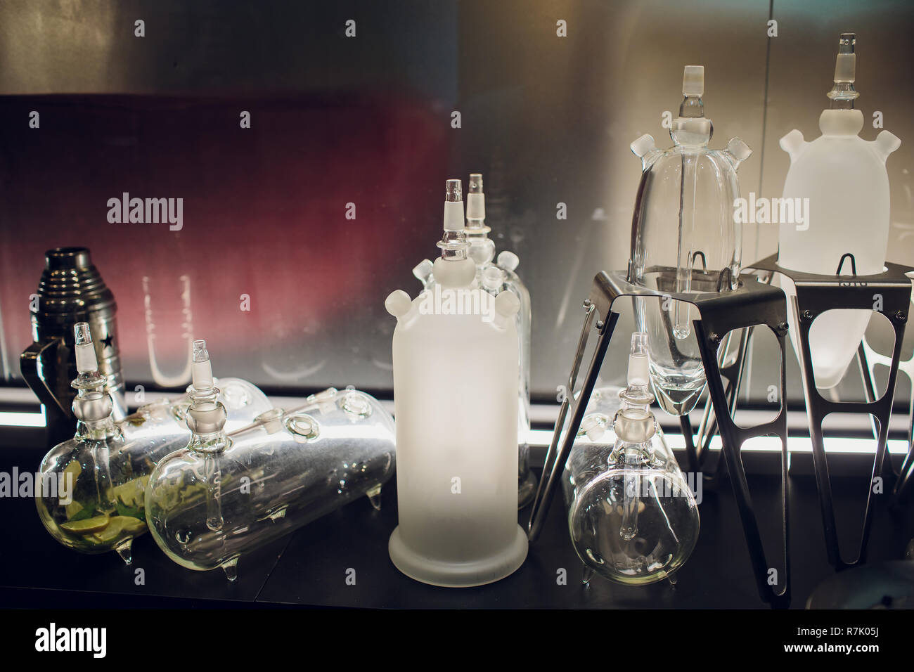 hookah. glass transparent flasks for hookah. modern design hookah Stock ...