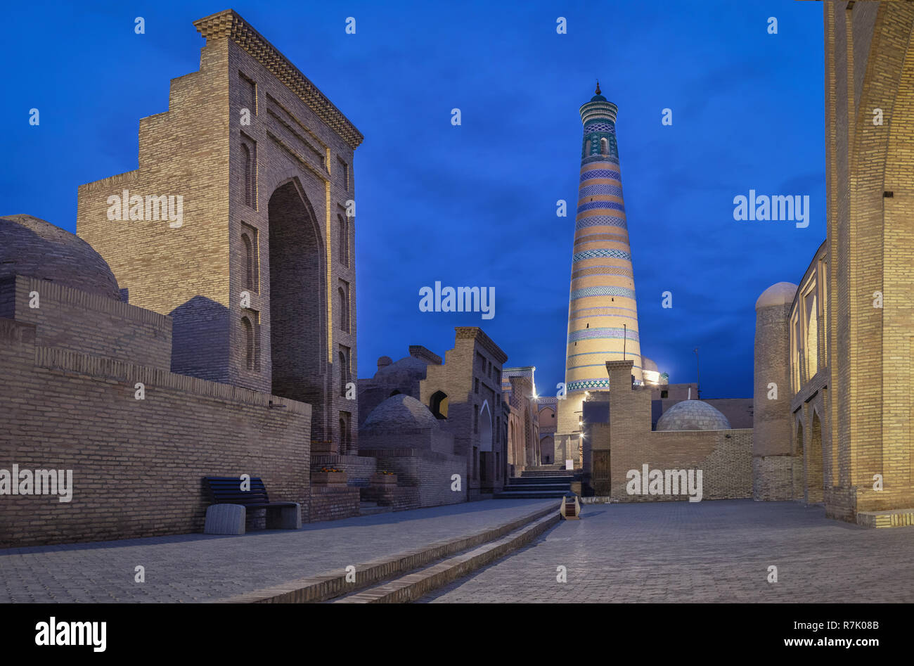 Khiva, Uzbekistan. Islam Khoja Minaret at dusk Stock Photo - Alamy