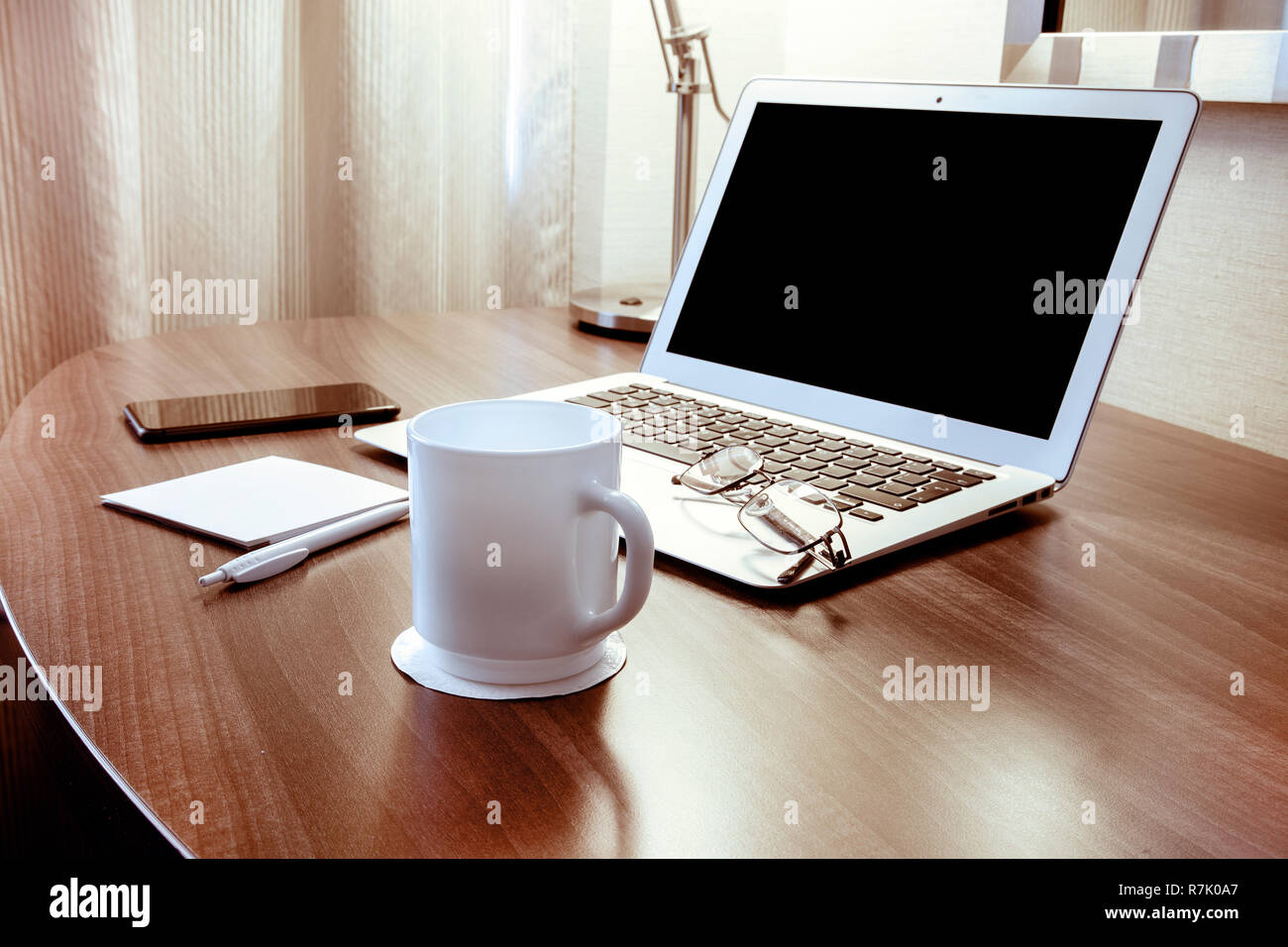 workspace with modern laptop Stock Photo - Alamy