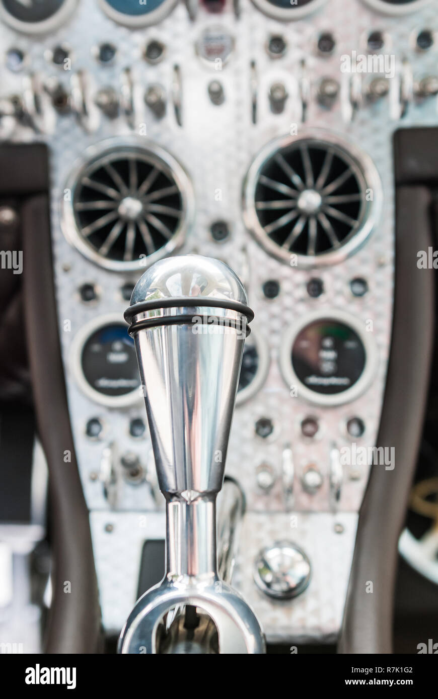 Detail of vintage racing cars cockpit Stock Photo - Alamy