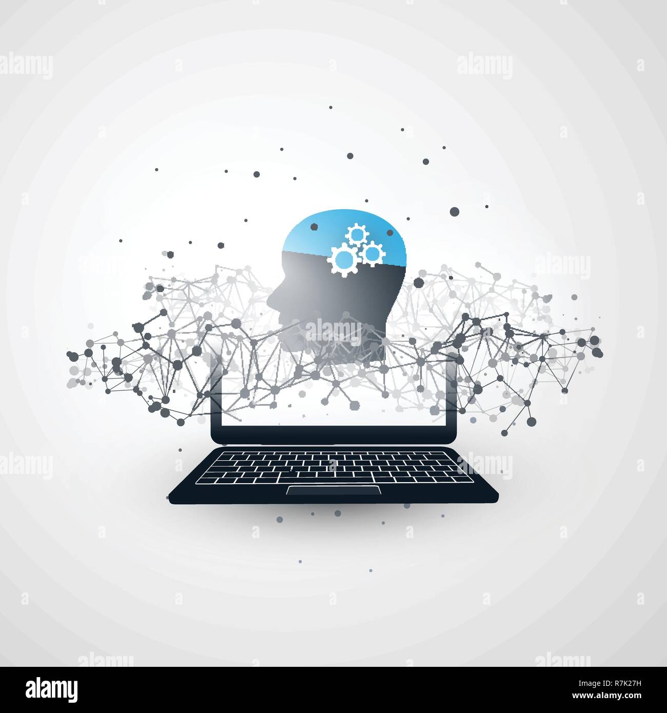 Machine Learning, Artificial Intelligence, Cloud Computing and Networks Design Concept with ...