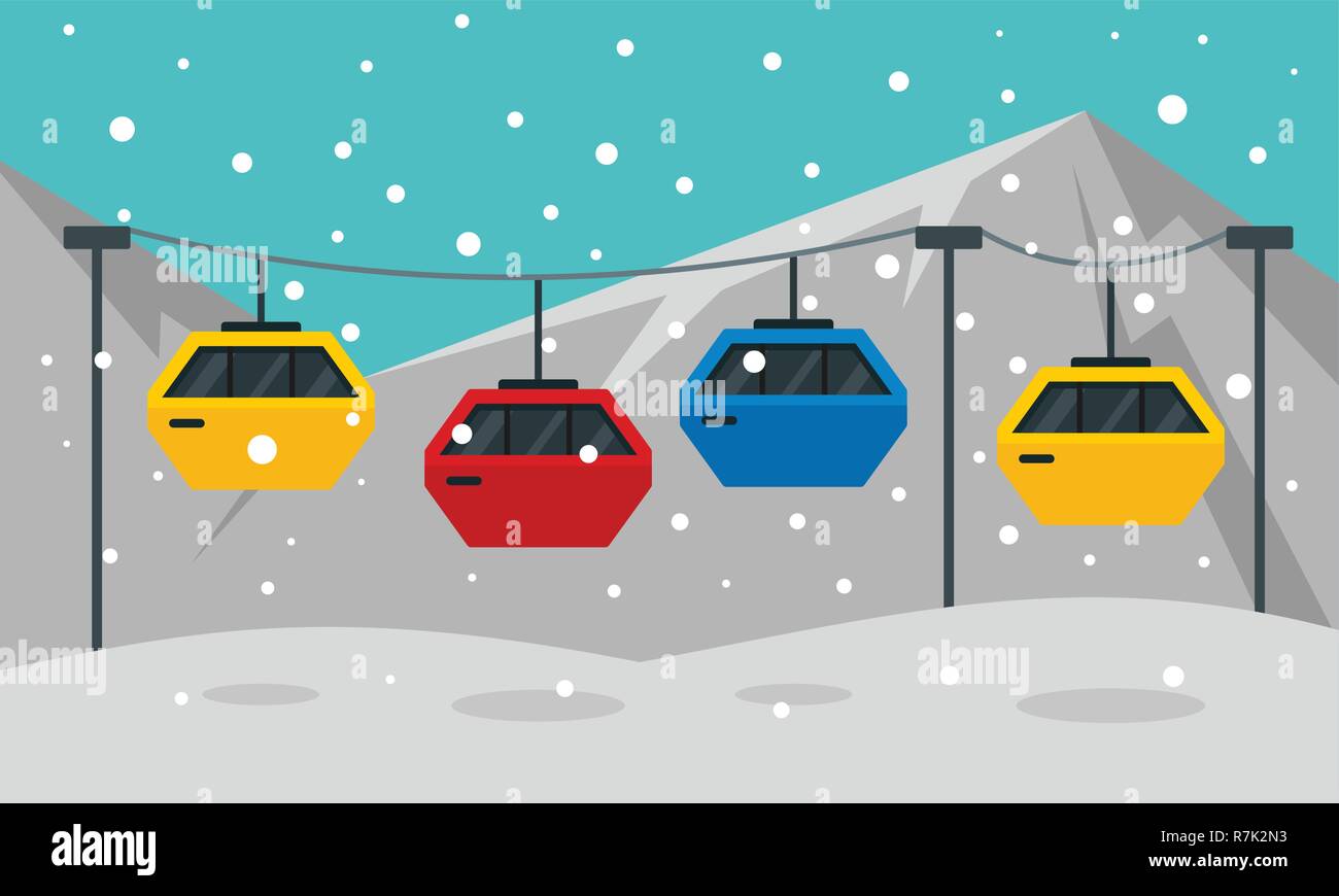 Cable car banner. Flat illustration of cable car vector banner for web ...