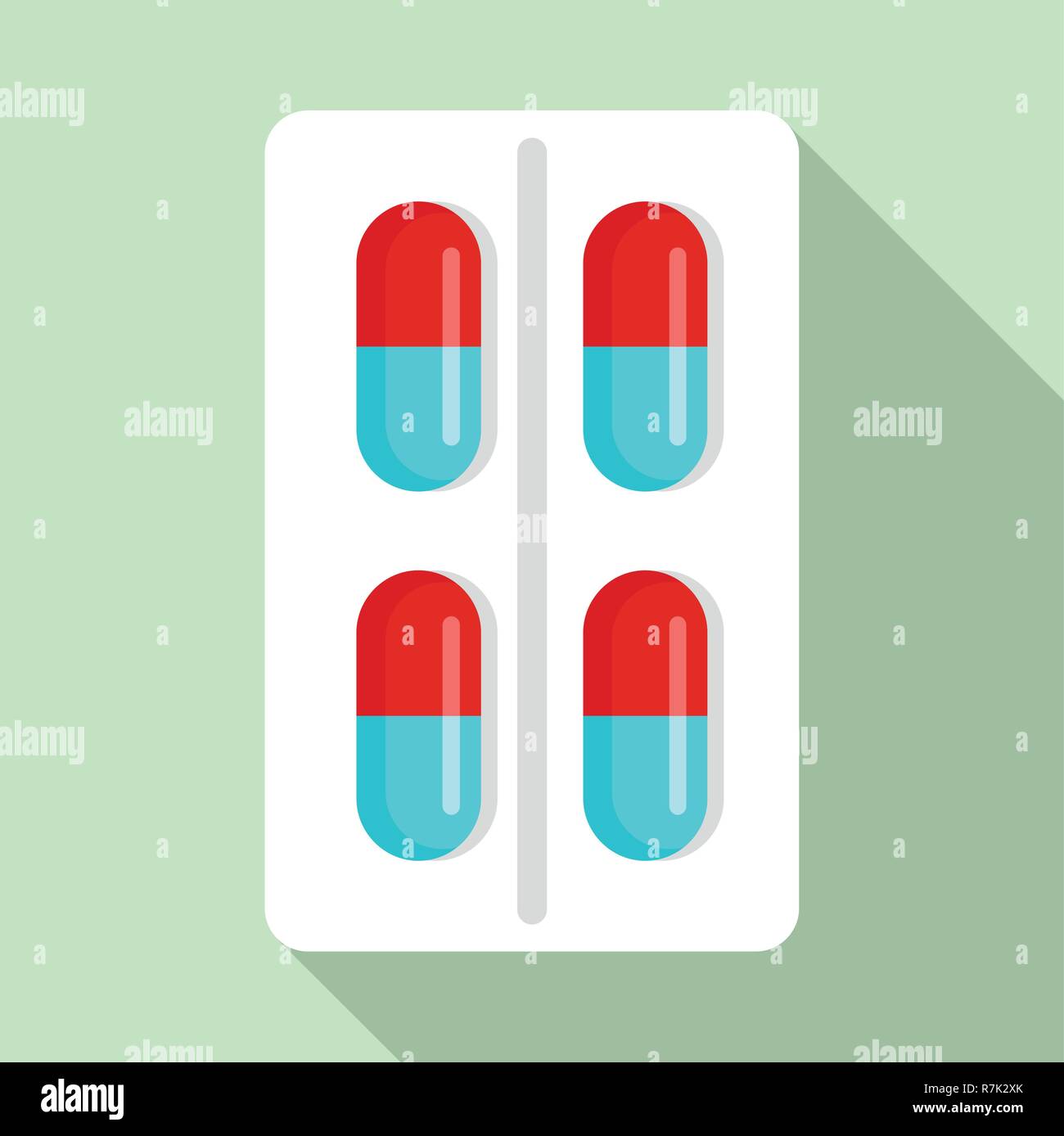 Red blue capsule icon. Flat illustration of red blue capsule vector ...