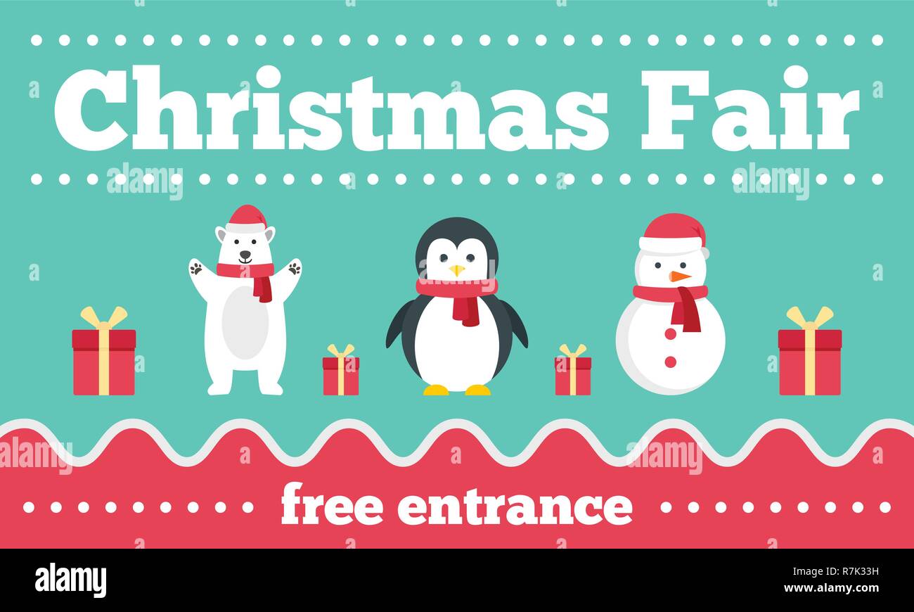 Christmas fair banner. Flat illustration of Christmas fair vector ...