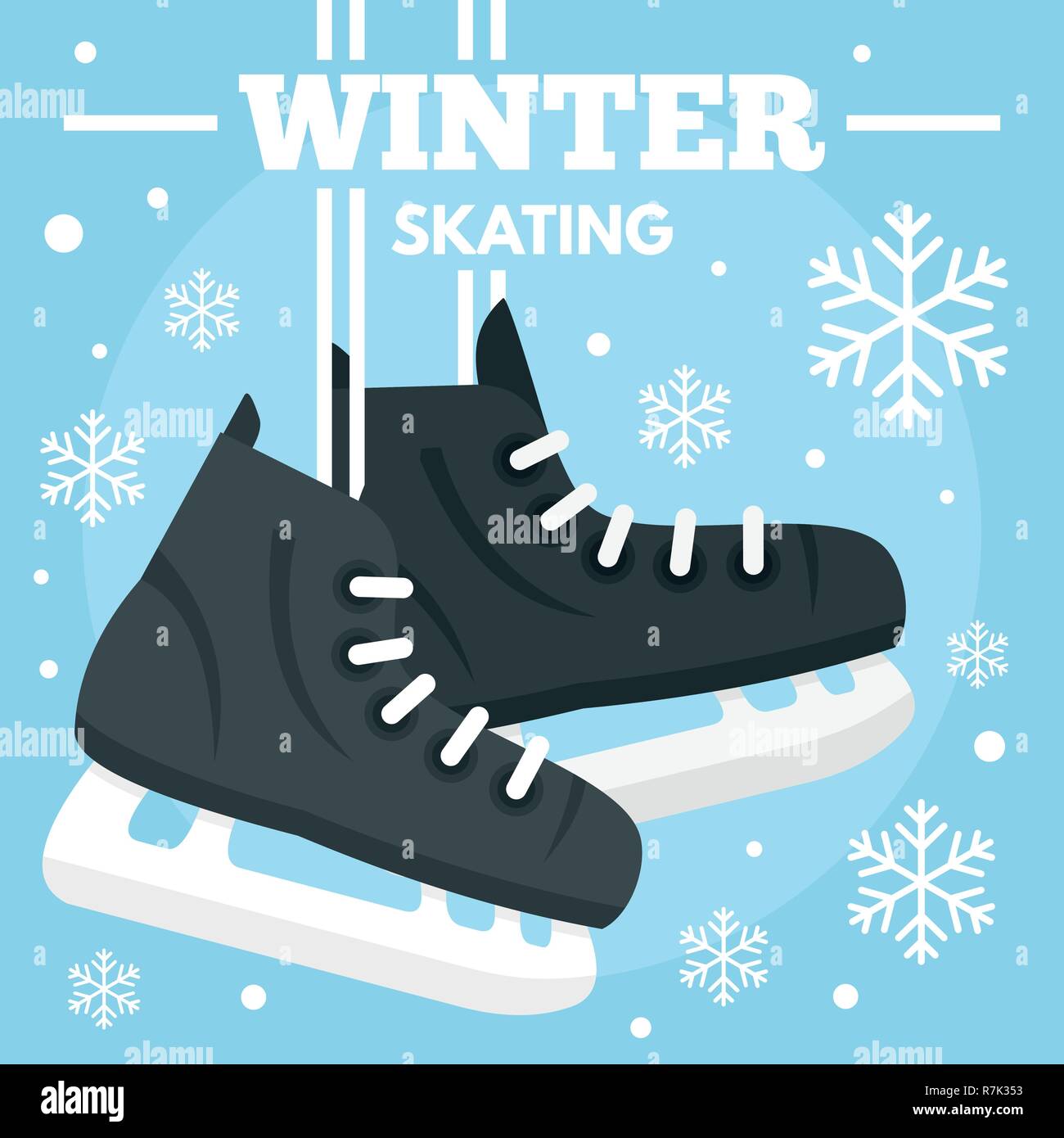 Winter skating concept background. Flat illustration of winter skating ...