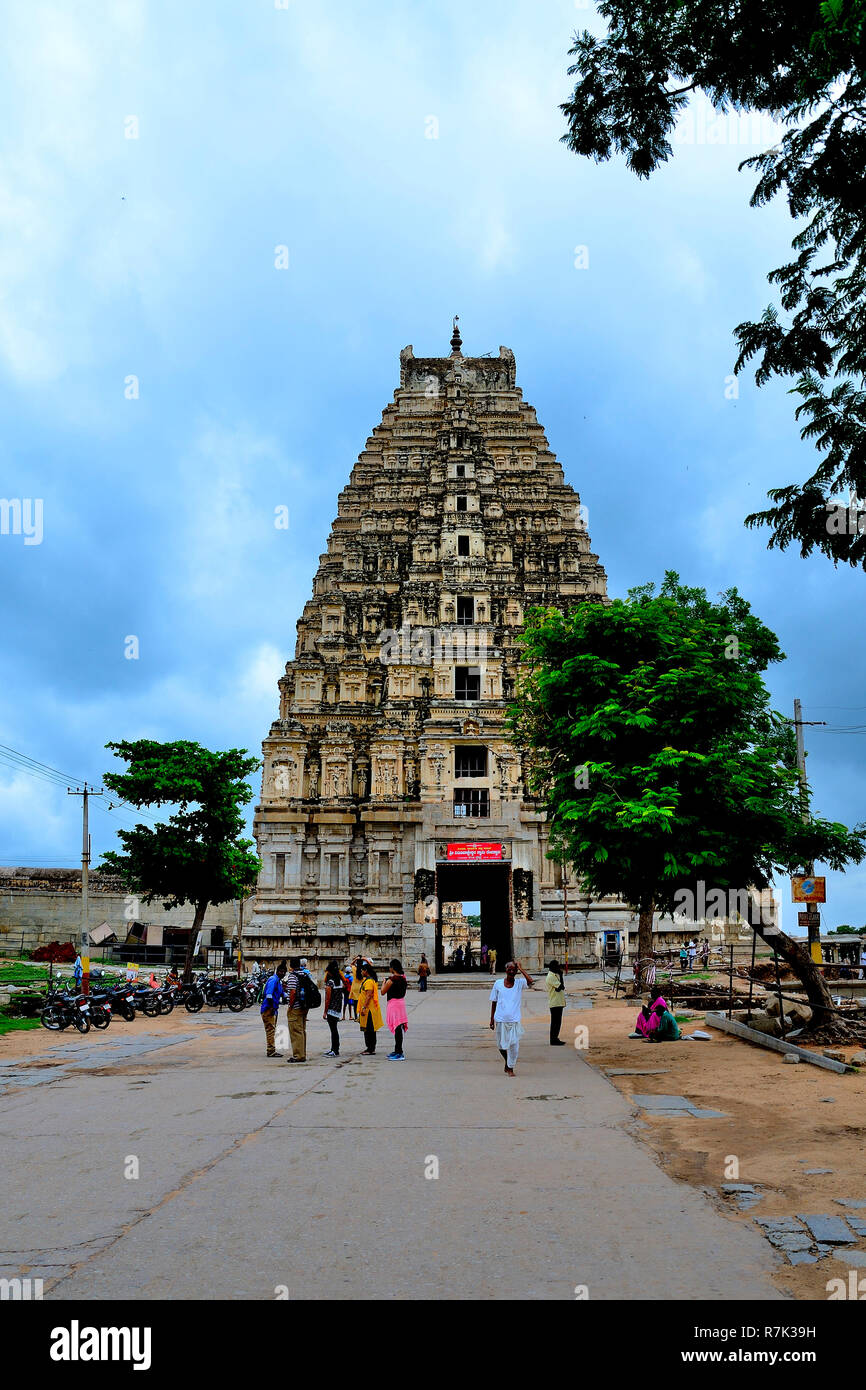 Beautifully carved Virupaksha Temple, located in Hampi, Ballari ...