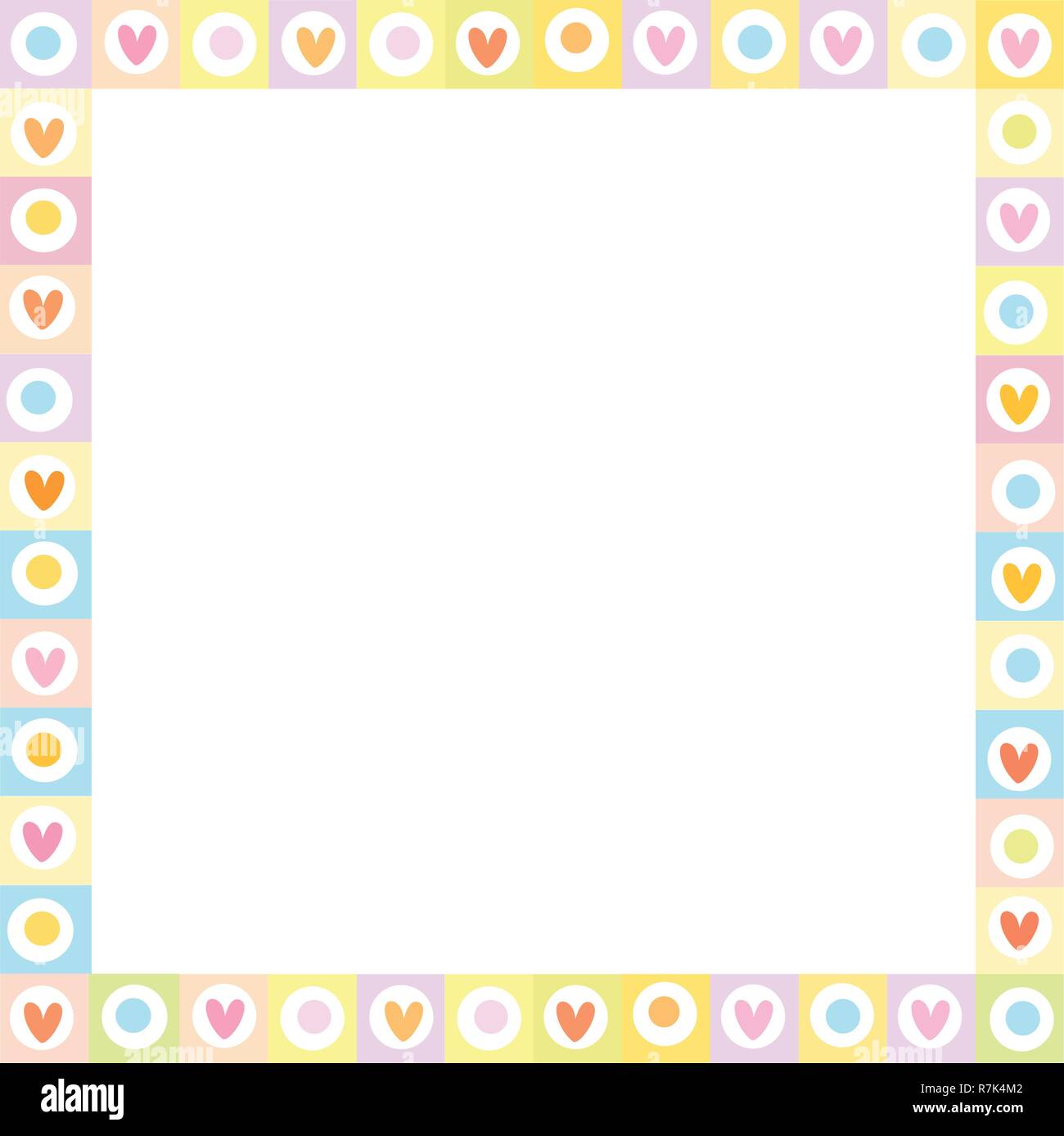 Cute vector square love border made of doodle hand drawn hearts in ...