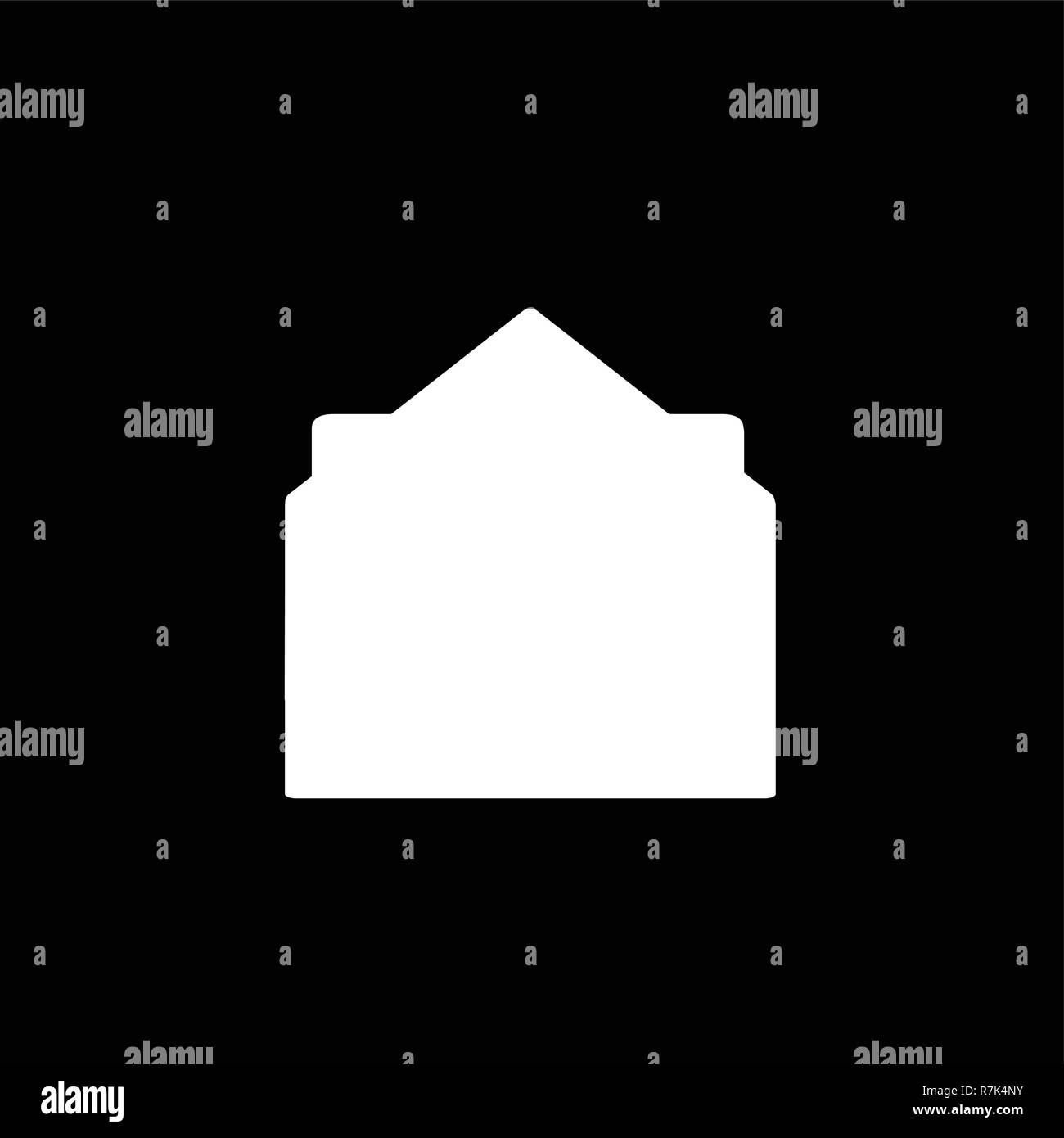 White icon silhouette of open envelope with document on black ...