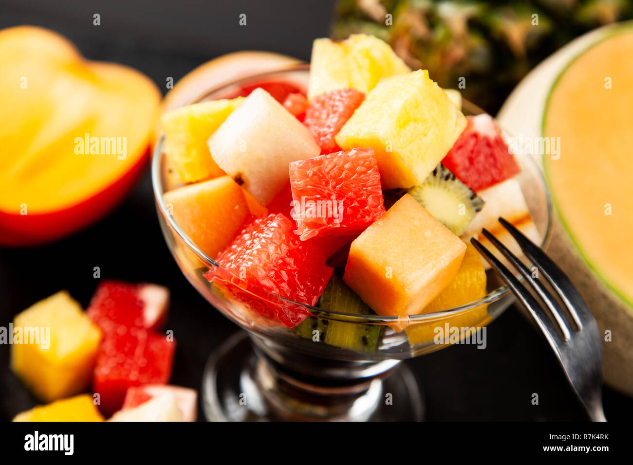 Fruit cube isolated on white background Stock Photo - Alamy