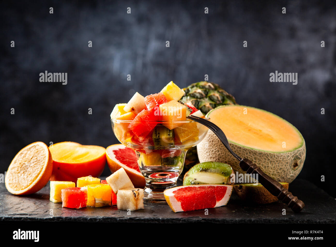 Fruit cube isolated on white background Stock Photo - Alamy