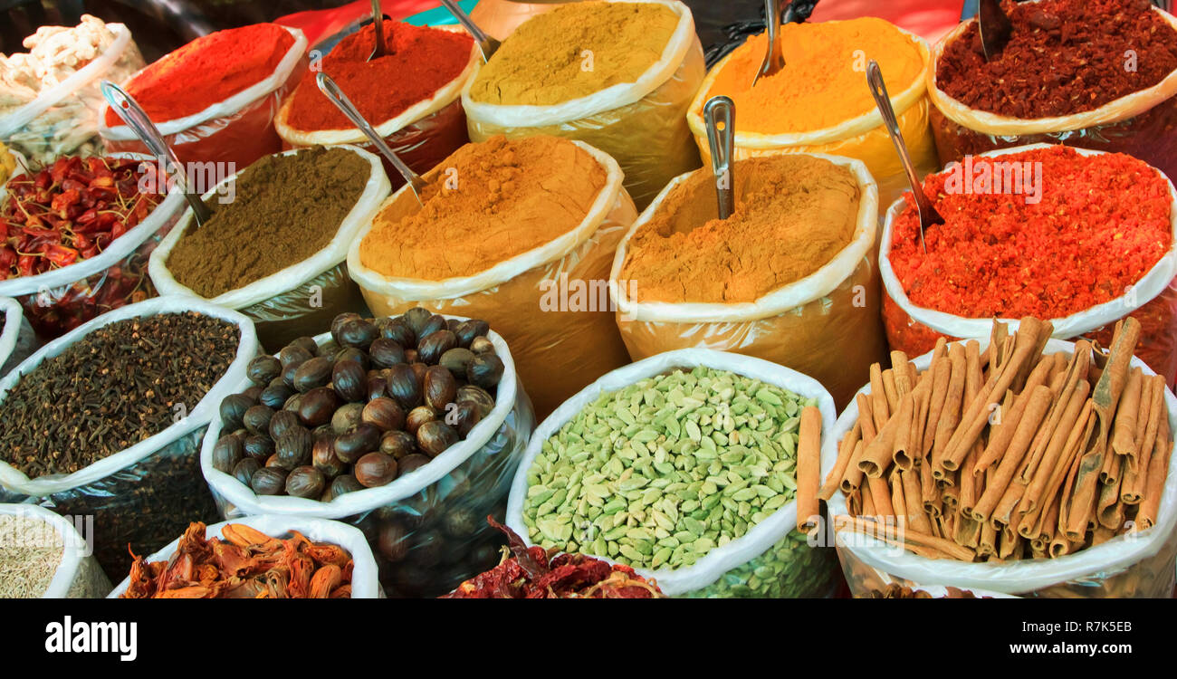 Assortment of powder spices Stock Photo - Alamy