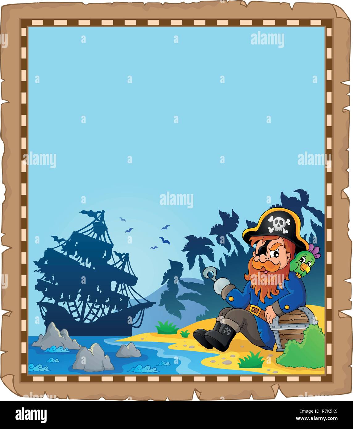 Pirate topic parchment 1 - eps10 vector illustration Stock Vector Image ...