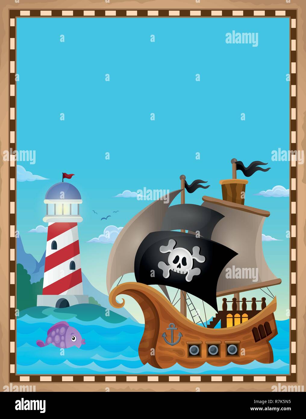 Pirate topic parchment 6 - eps10 vector illustration Stock Vector Image ...