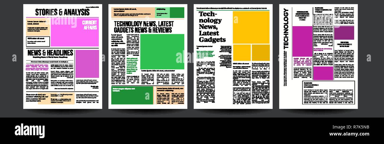 Newspaper Vector. With Text And Images. Daily Opening News Text ...