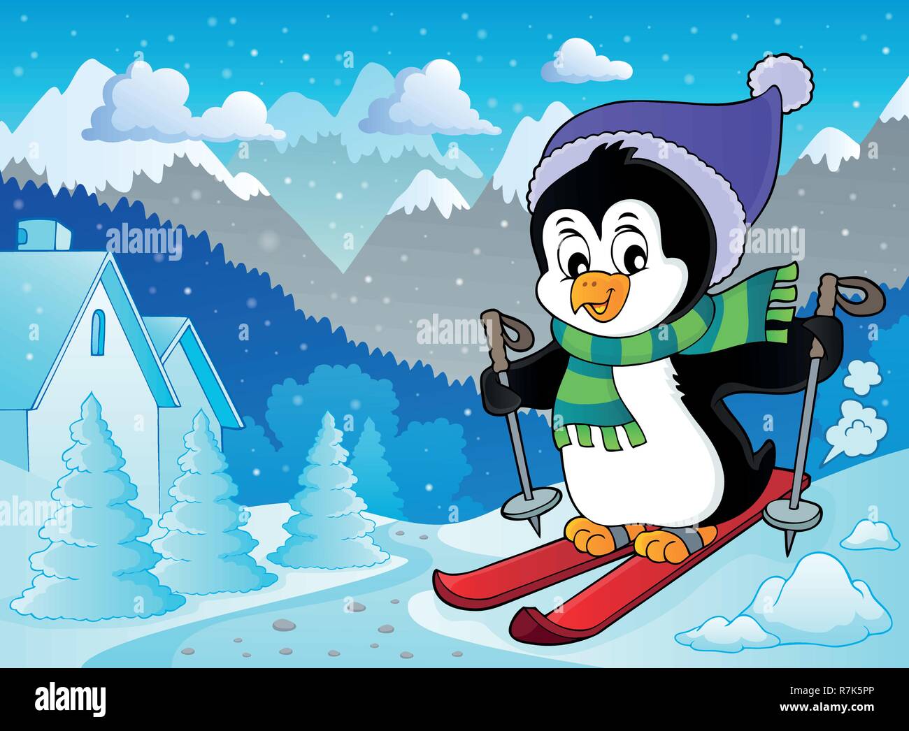 Skiing penguin theme image 2 - eps10 vector illustration Stock Vector ...