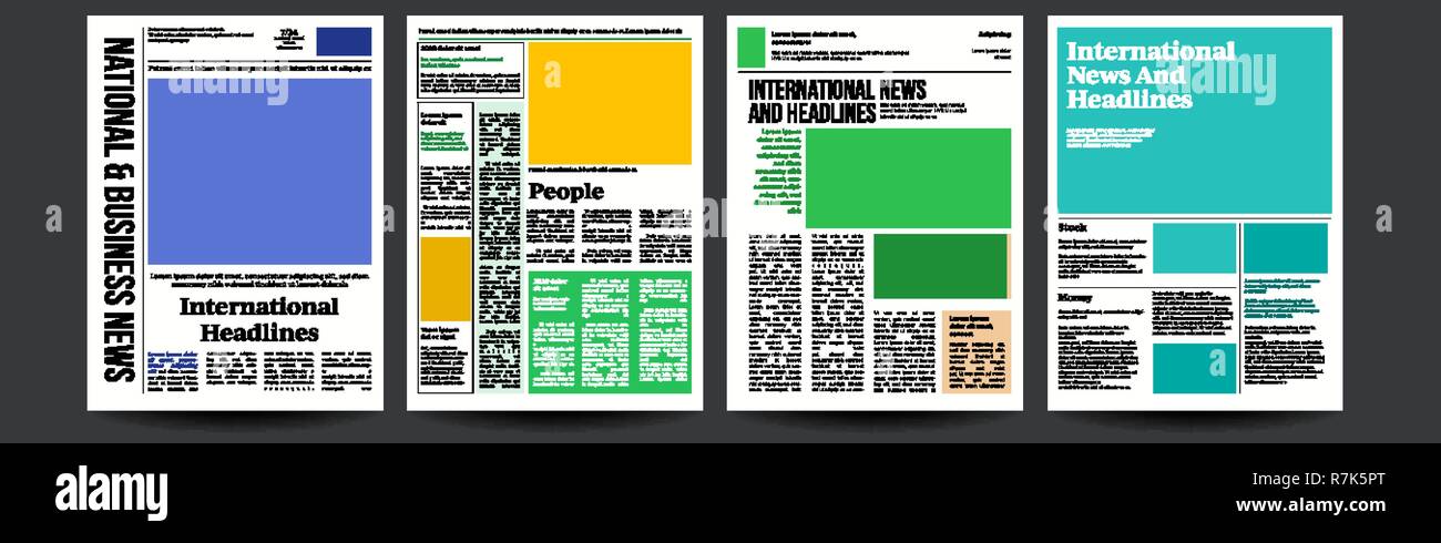 Newspaper Vector. Abstract News Template. Blank Page Spaces For Images ...