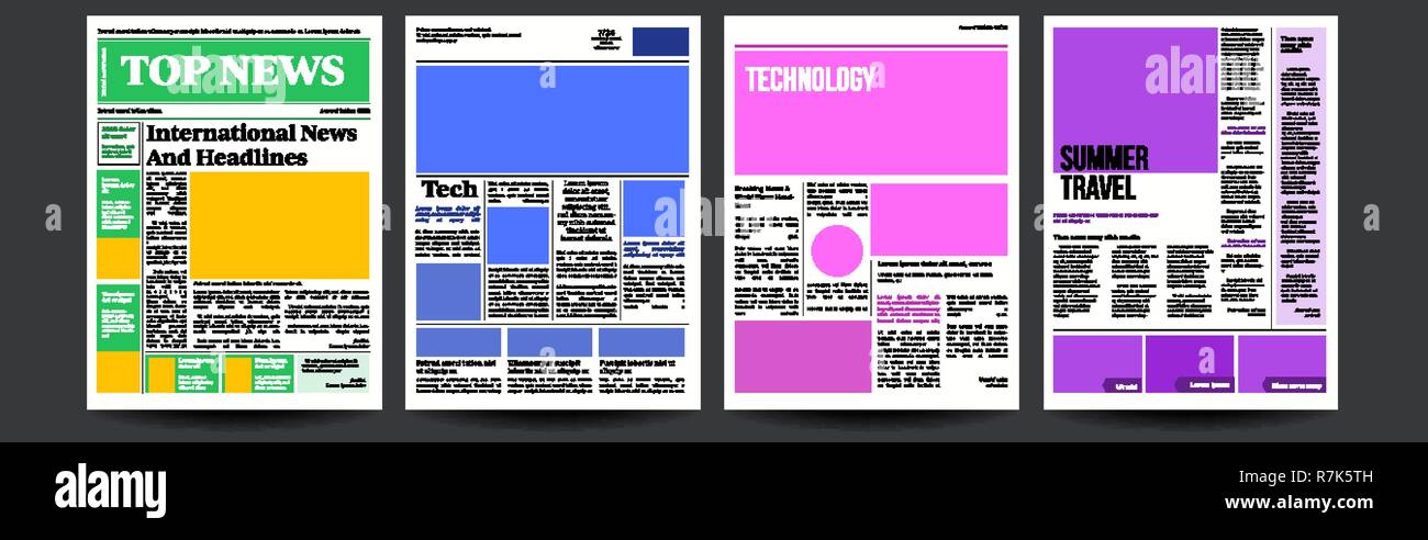 Newspaper Vector. Headlines, Text Articles, Images. World News Economy ...