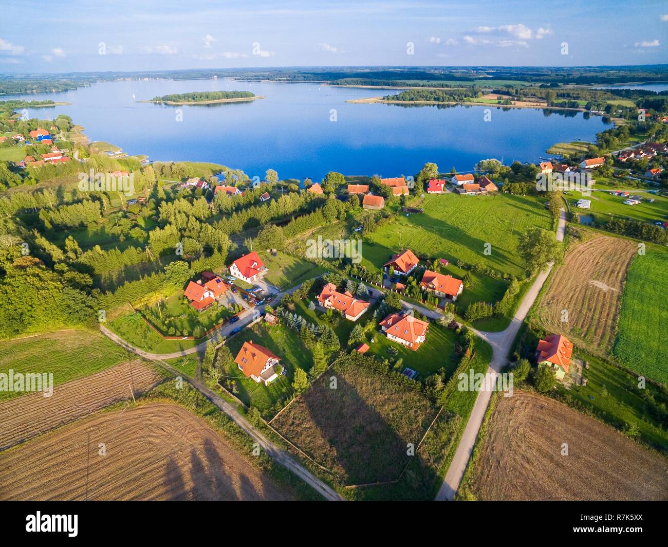 Aerial view of beautiful Kal village (former Kehlen or Kielno, East ...