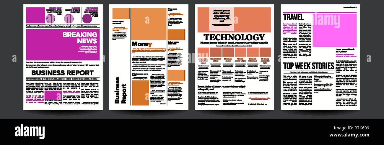 Newspaper Vector. Magazine Mockup Template. News Paper Tabloid Page ...
