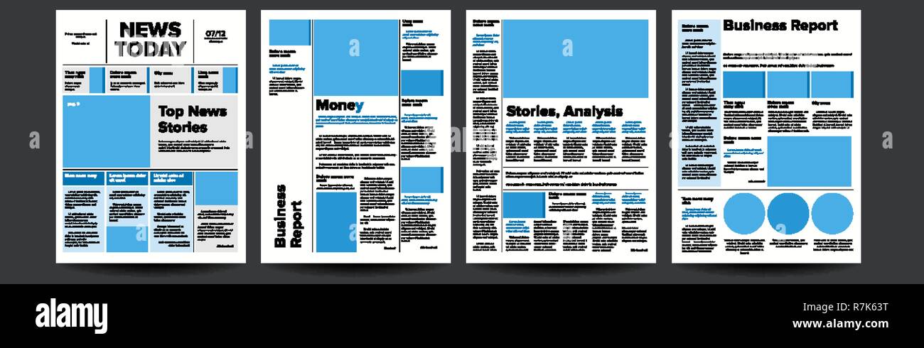 Newspaper Vector. With Headline, Images, News Page Articles. Newsprint ...