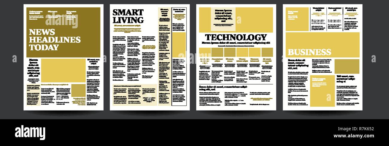 Newspaper Vector. With Text And Images. Daily Opening News Text ...