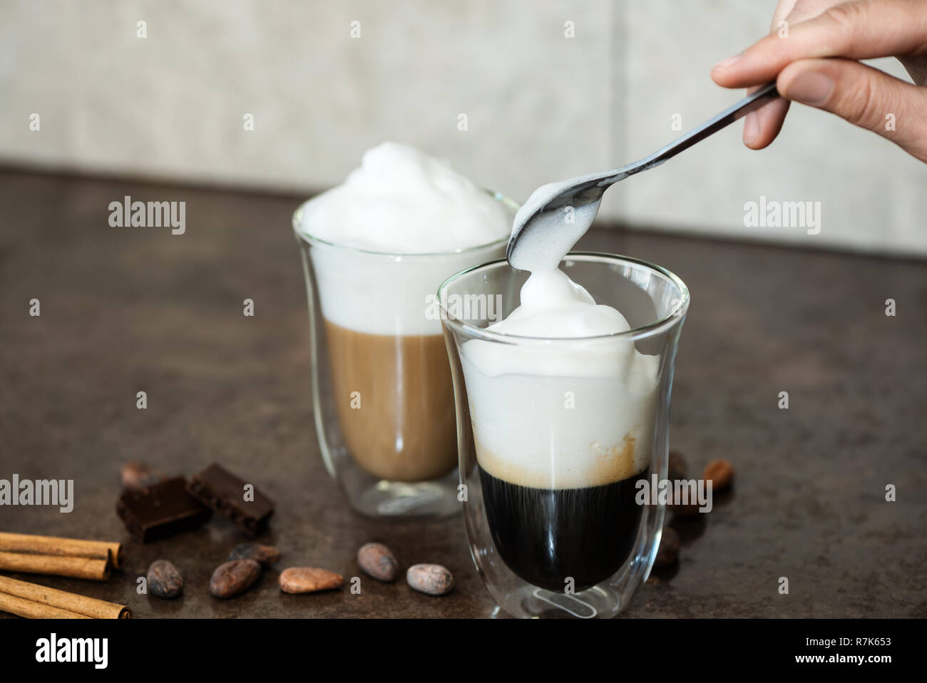 Human hand putting milk hi-res stock photography and images - Alamy