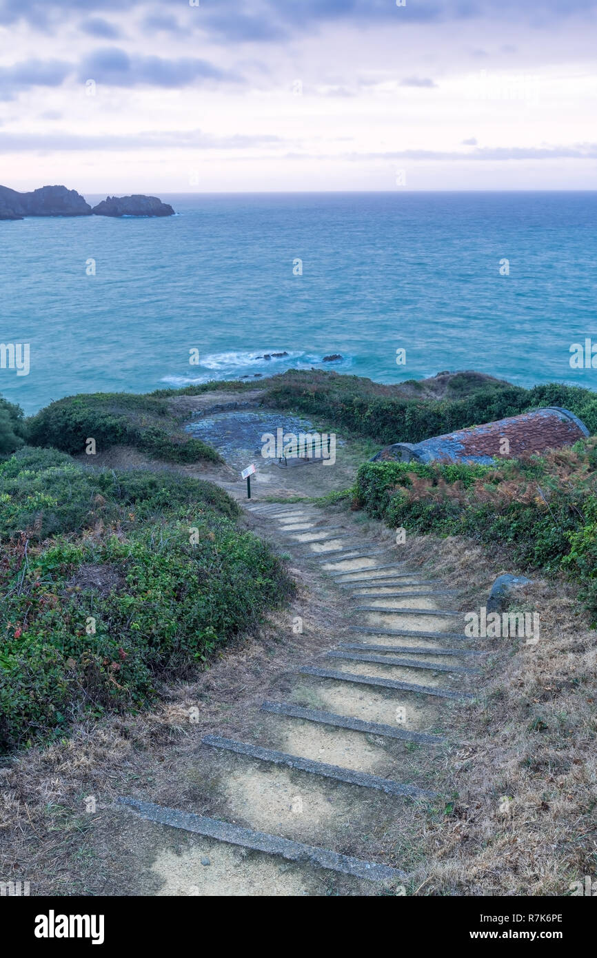 Saints Bay steps in Guernsey, Channel Island, UK Stock Photo - Alamy