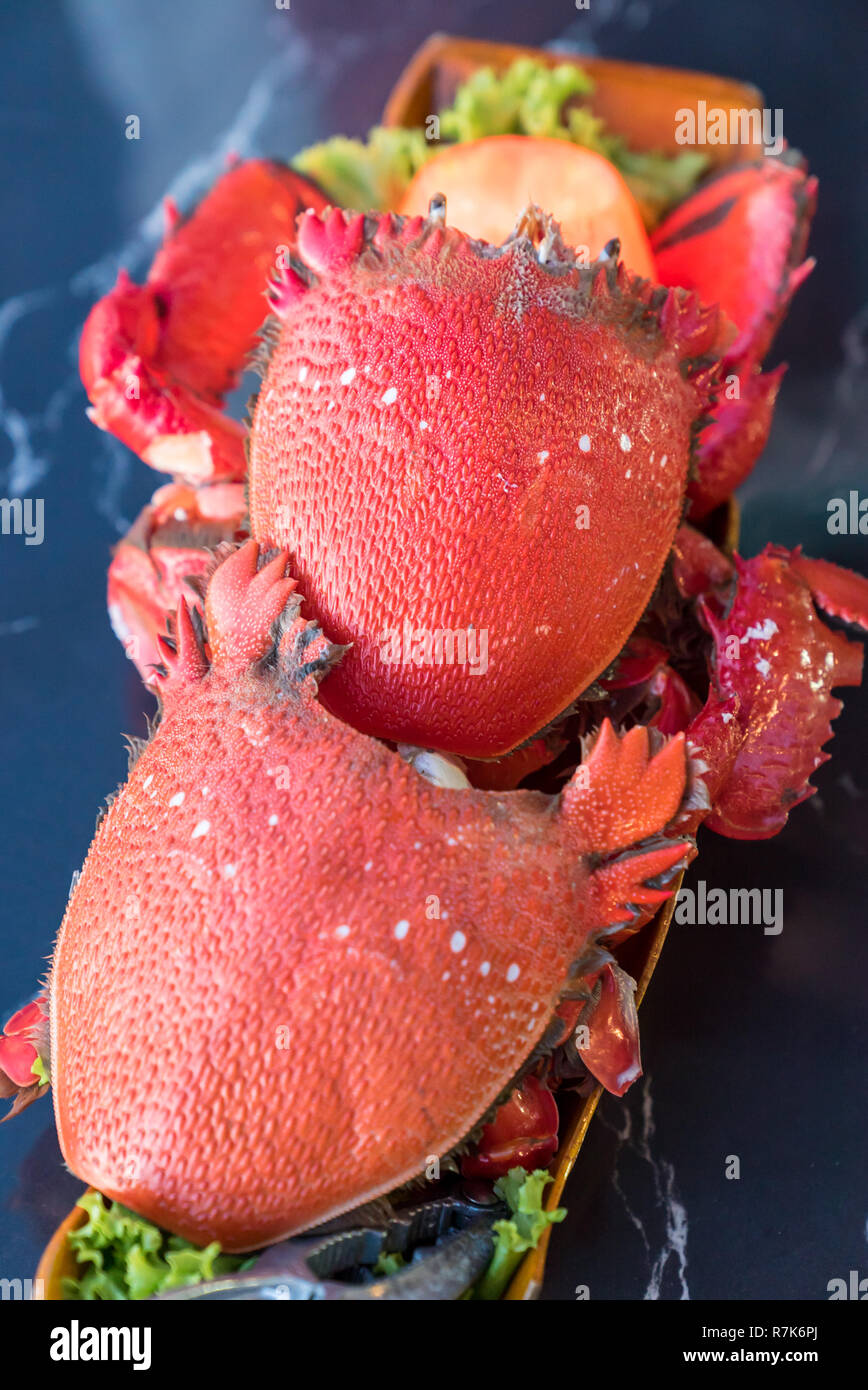 steam Red Frog Crab Premium seafood Stock Photo - Alamy