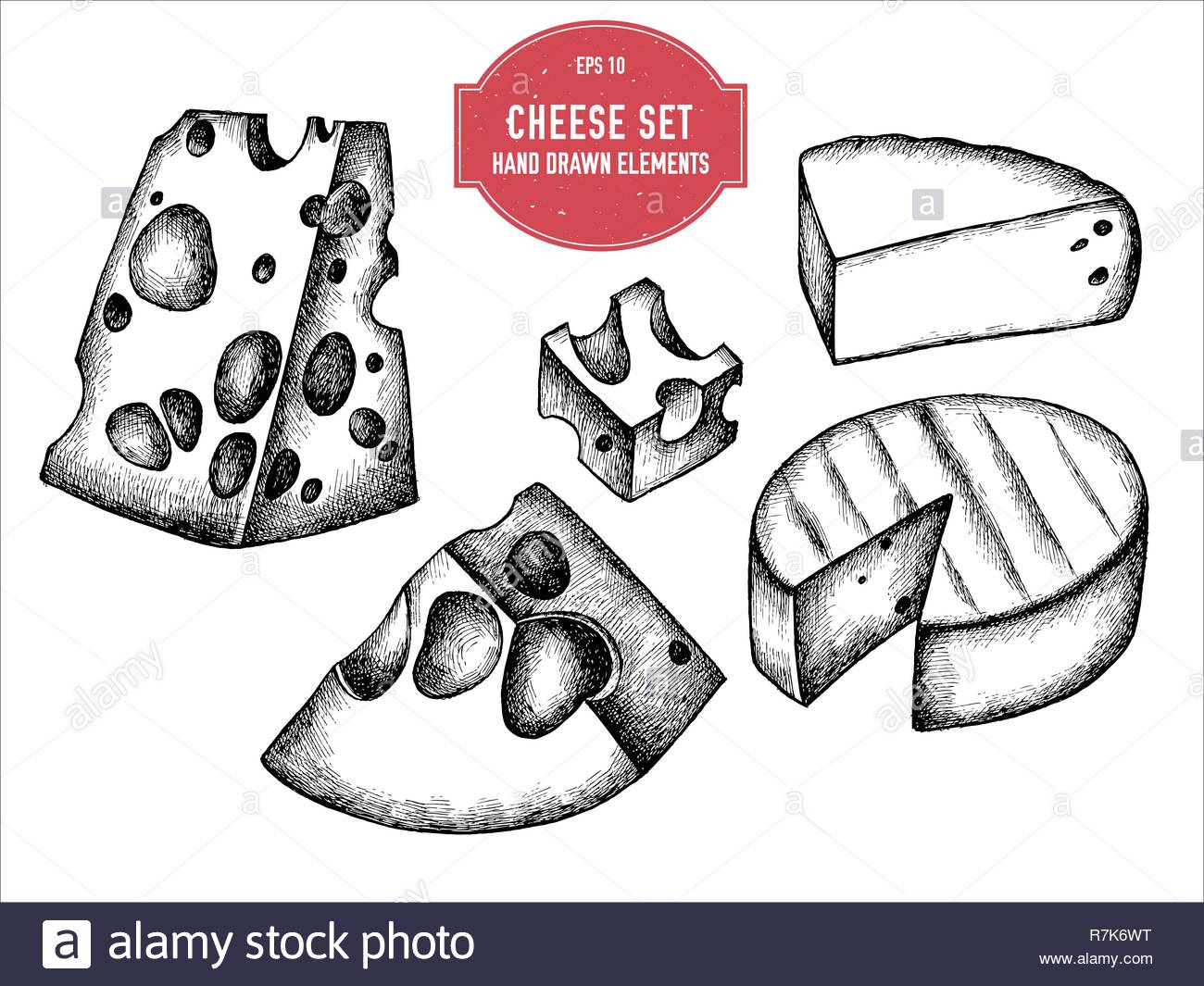 Cheese Illustration Black And White Stock Photos & Cheese Illustration ...