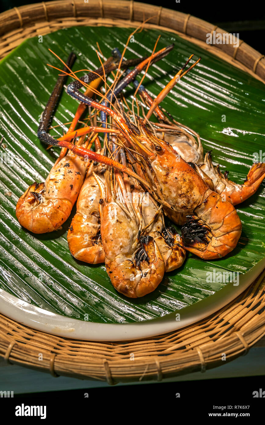 Grilled Prawn BBQ Stock Photo - Alamy
