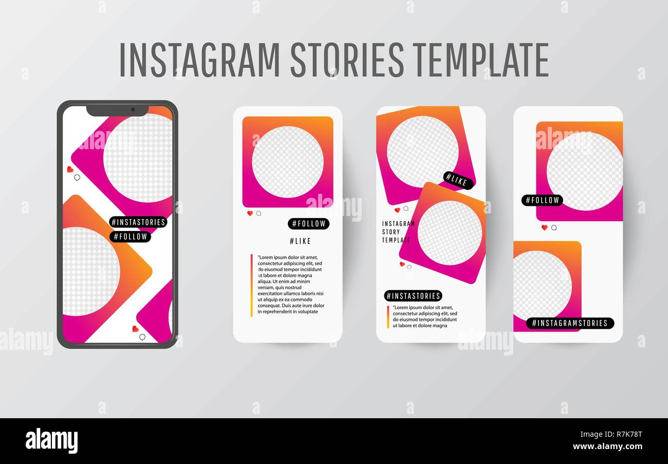Editable story template collection photo frames with trend wave liquid ...
