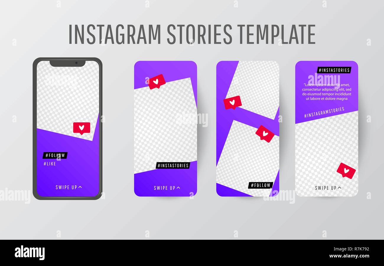 Editable story template collection with trend gradient and love icon ...