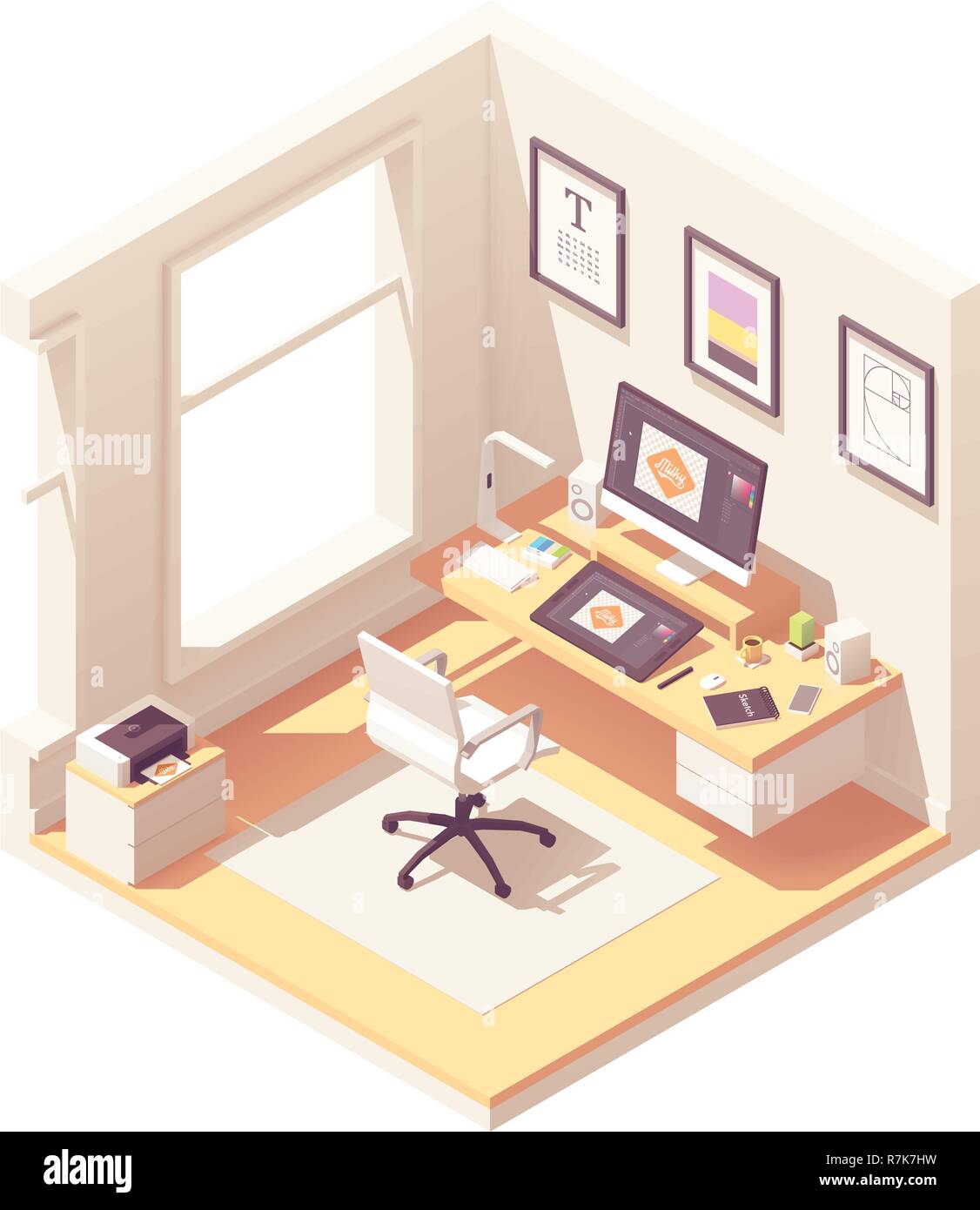 Isometric graphic designer workplace Stock Vector Image & Art - Alamy