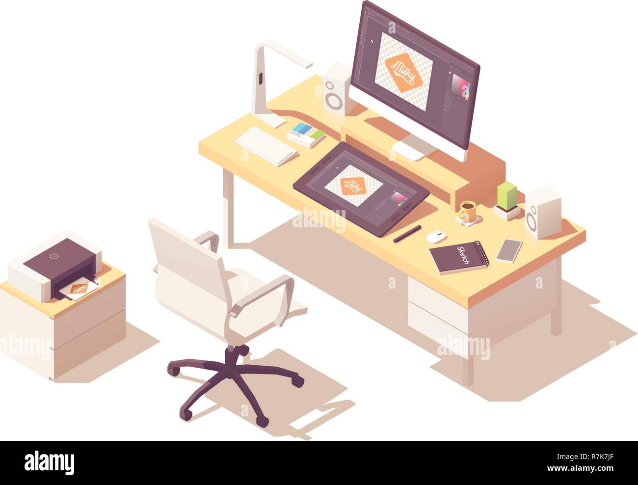 Workplace computer empty screen Stock Vector Images - Alamy