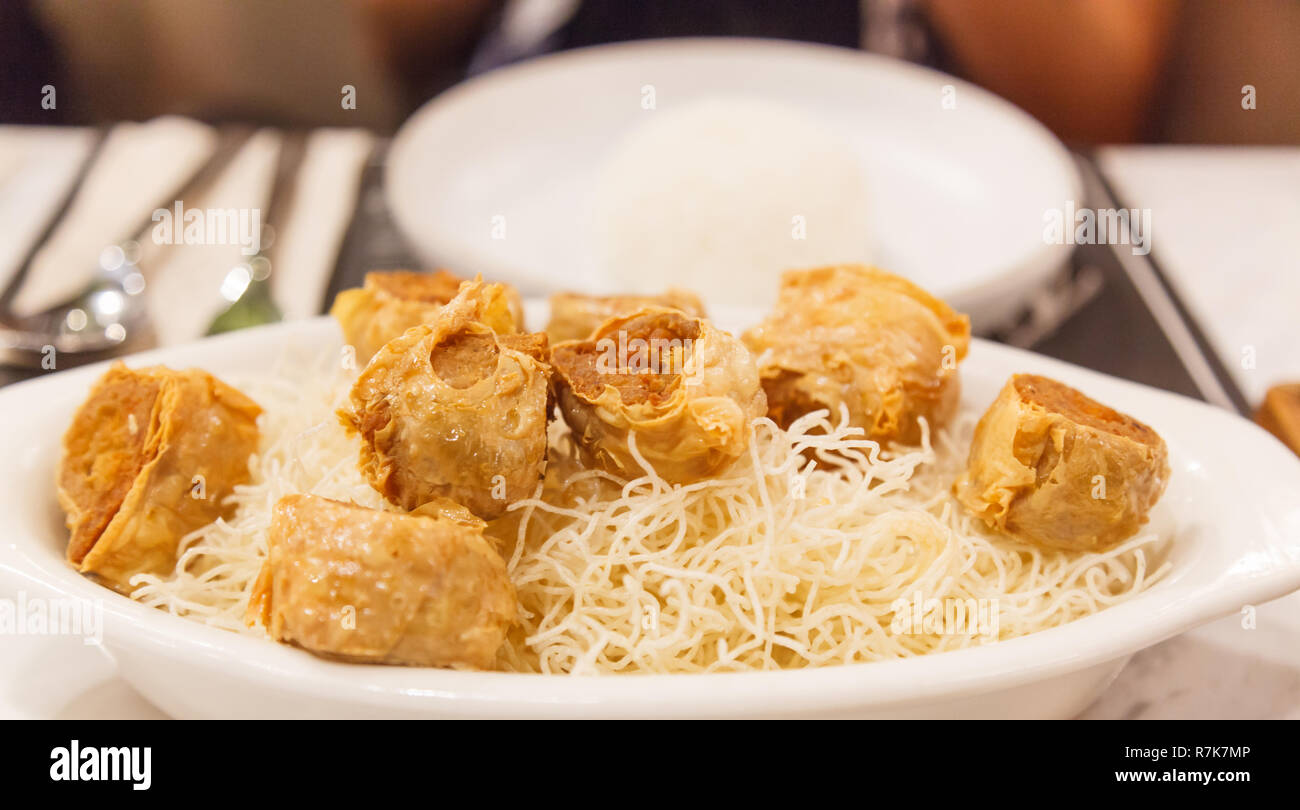 Thai Chinese Traditional Food: Deep Fried Gold Crab Meat Rolls in tofu ...