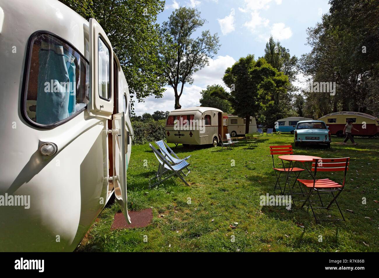 France, Morbihan, Le Roc Saint Andre, campsite Domaine du Roc, with its ...