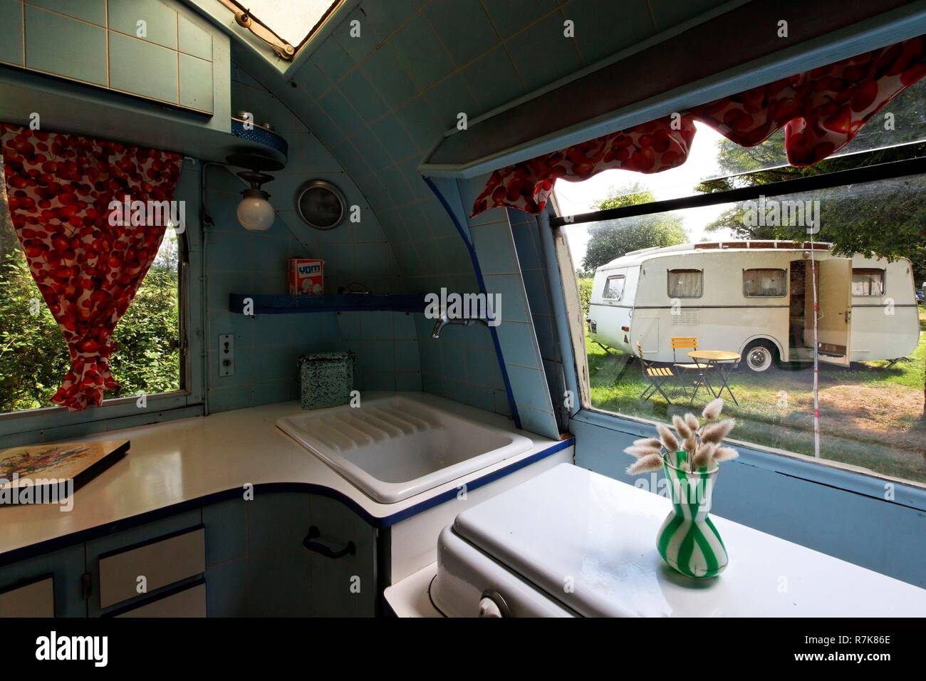 France, Morbihan, Le Roc Saint Andre, campsite Domaine du Roc, with its ...