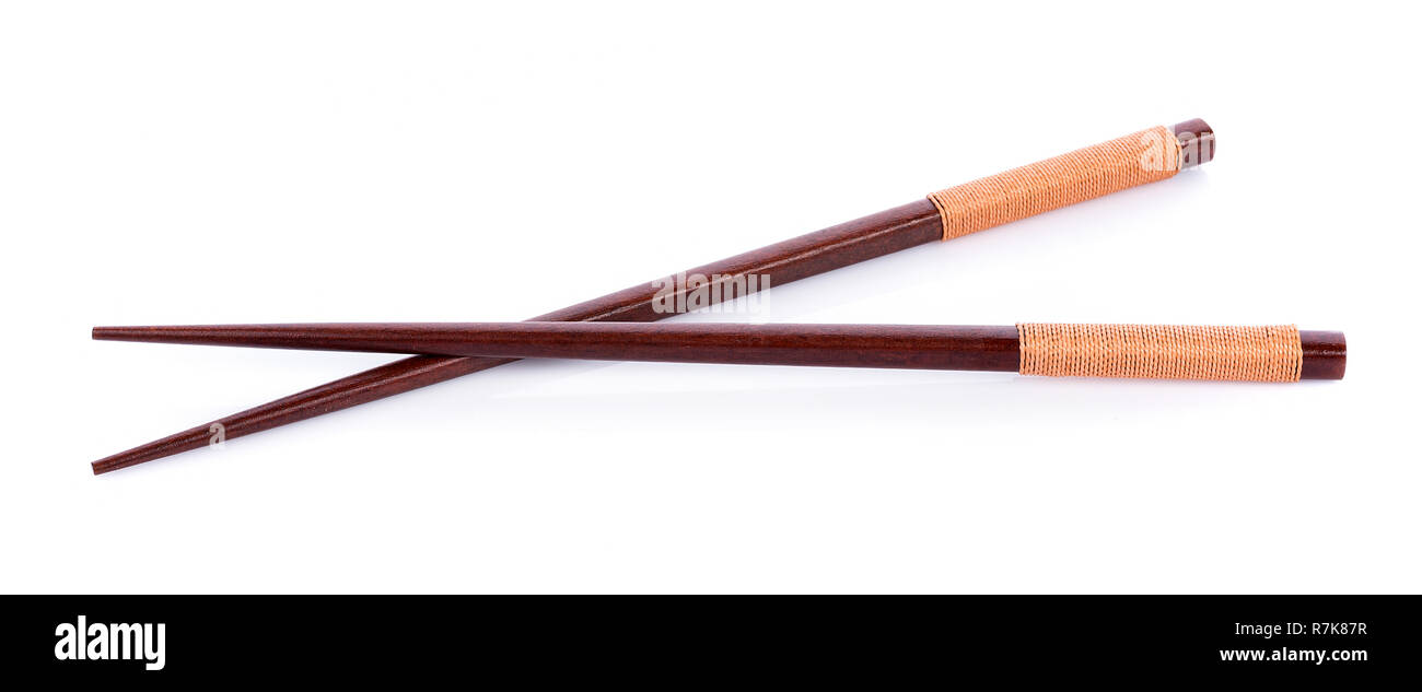 Wooden pairs of chopsticks on white background Stock Photo - Alamy