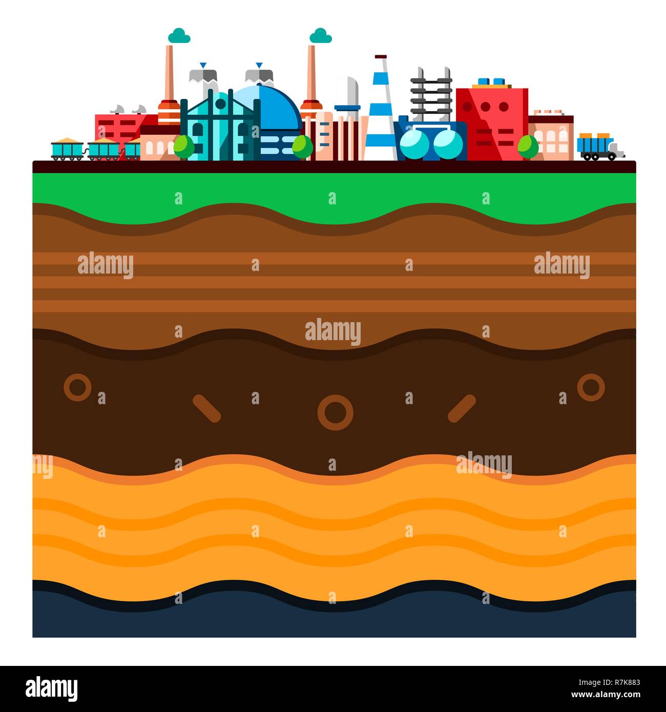 Global industrial technology process with ecology concept. Structure of ...