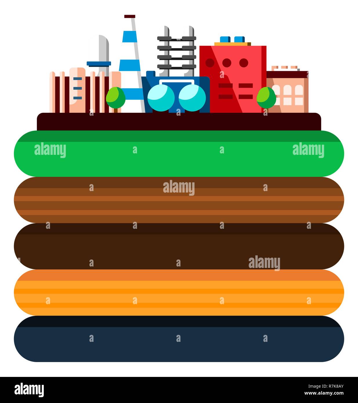 Global industrial technology process with ecology concept. Structure of ...
