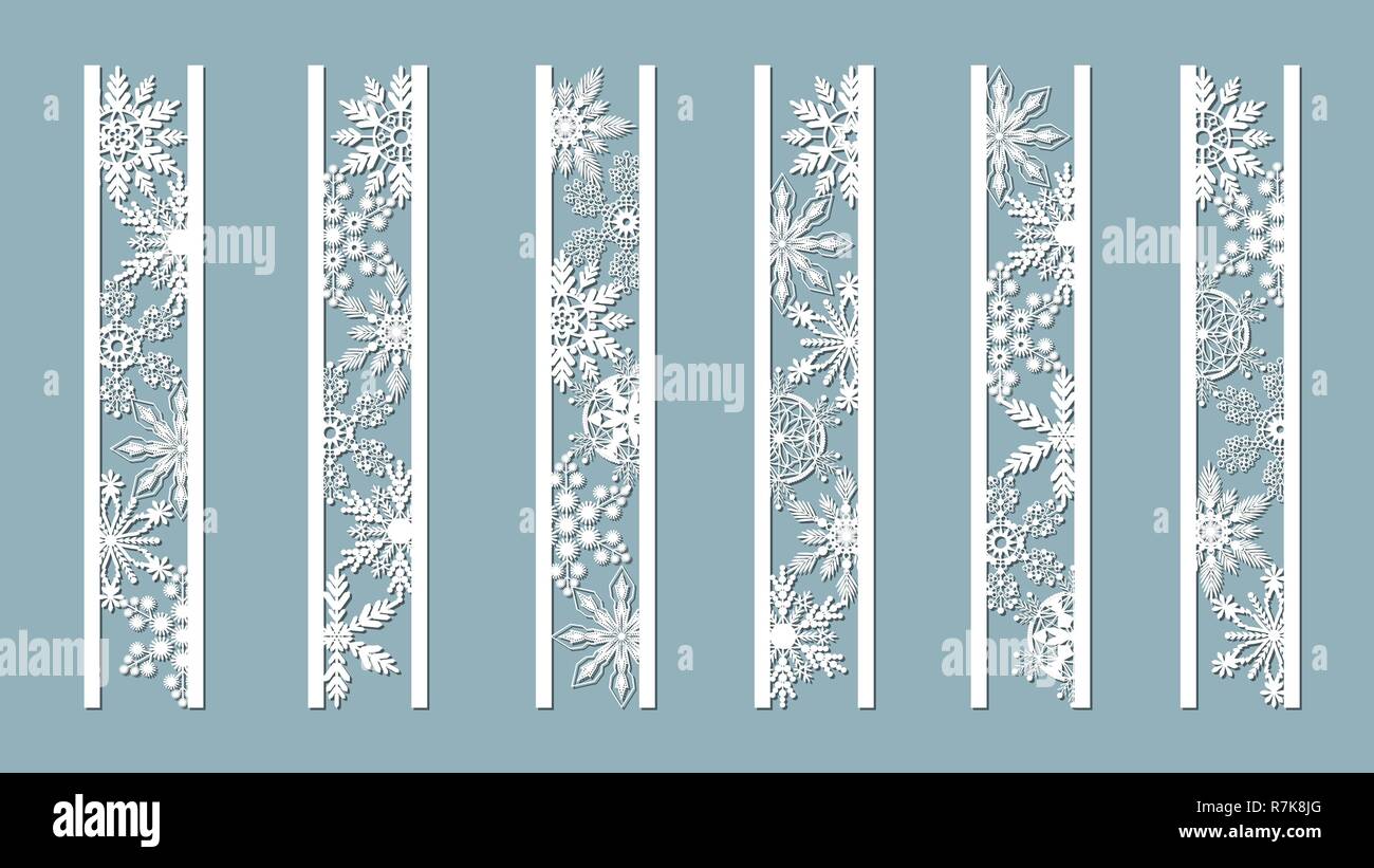 Ornamental panels with snowflake pattern. Laser cut decorative lace ...