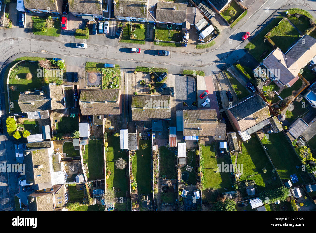 Aerial view of homes in a suburban setting in England Stock Photo - Alamy