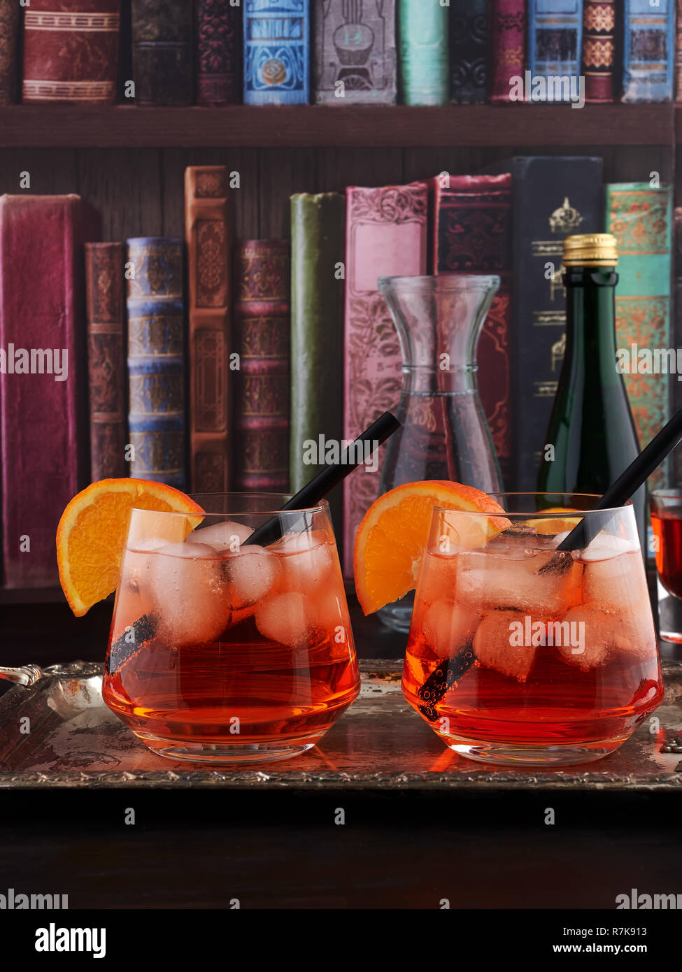 Two glasses of Aperol Spritz, an aperitif cocktail consisting of ...