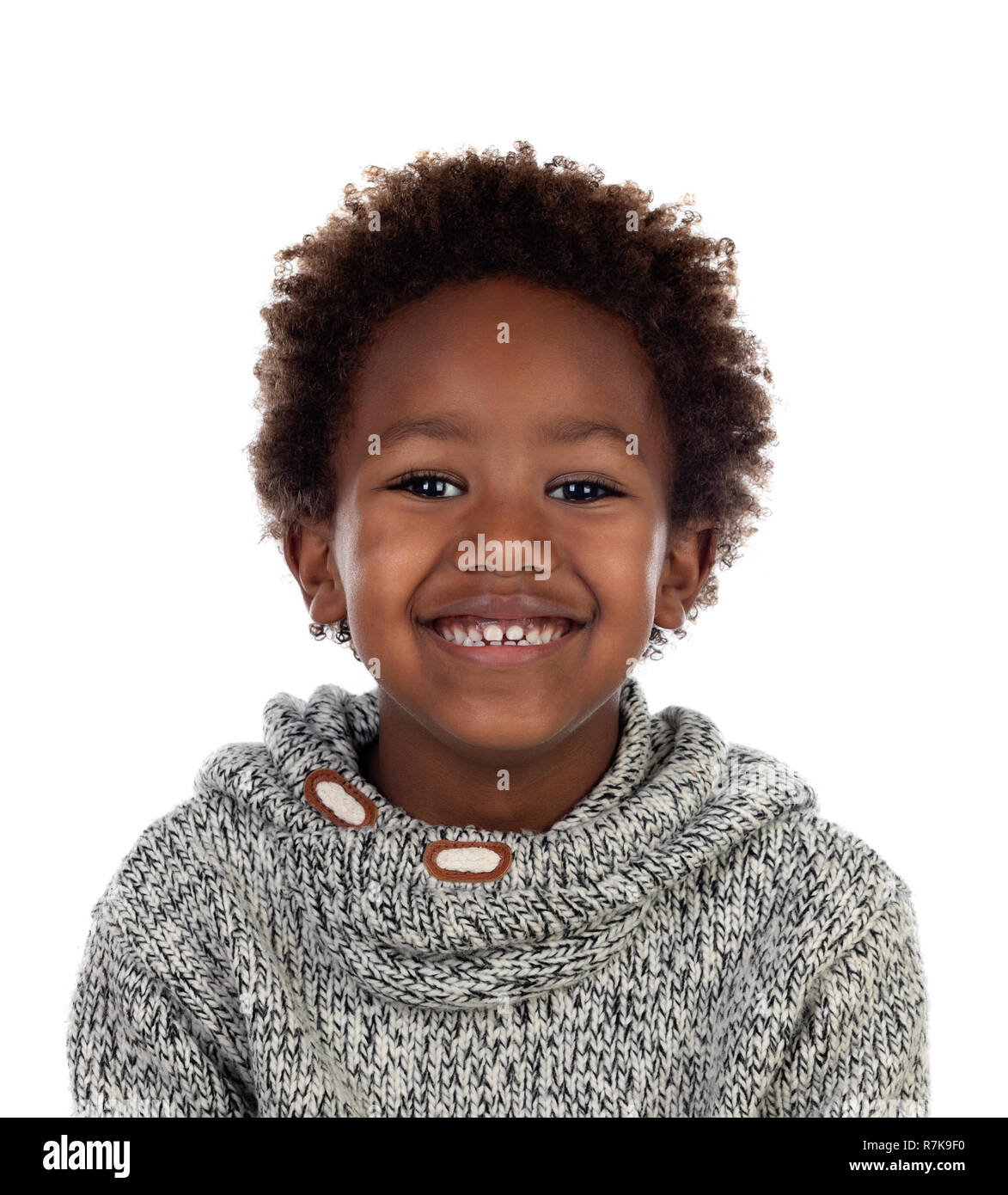 Beautiful child with wool jersey isolated on a white background Stock ...