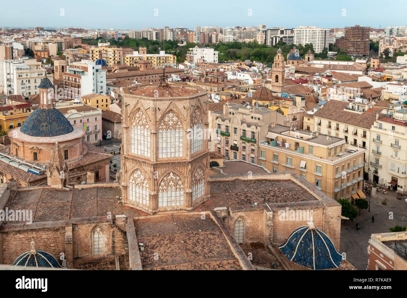 Spain, Valencia, old town, view from terrace of bell tower to the Saint ...