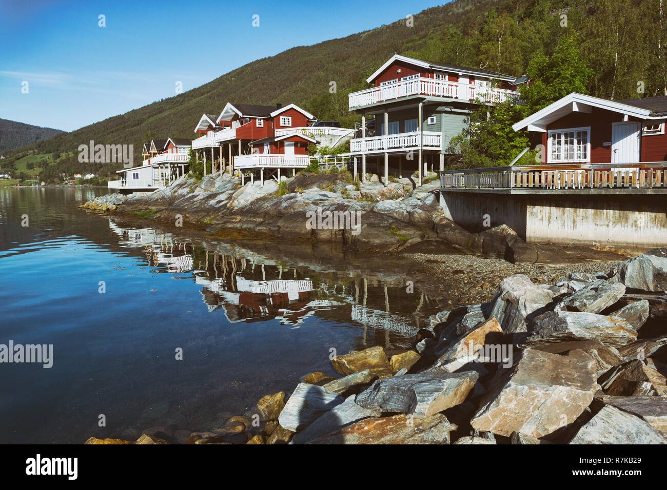rorbuer - traditional norwegian red wooden house to stand at the ...